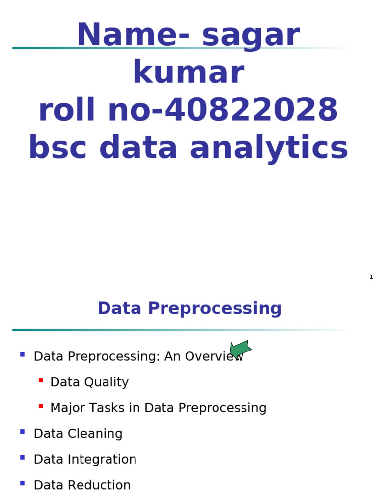 Data Preprocessing (Sagar) | PDF | Wavelet | Principal Component Analysis Data Preprocessing (Sagar) | PDF | Wavelet | Principal Component Analysis