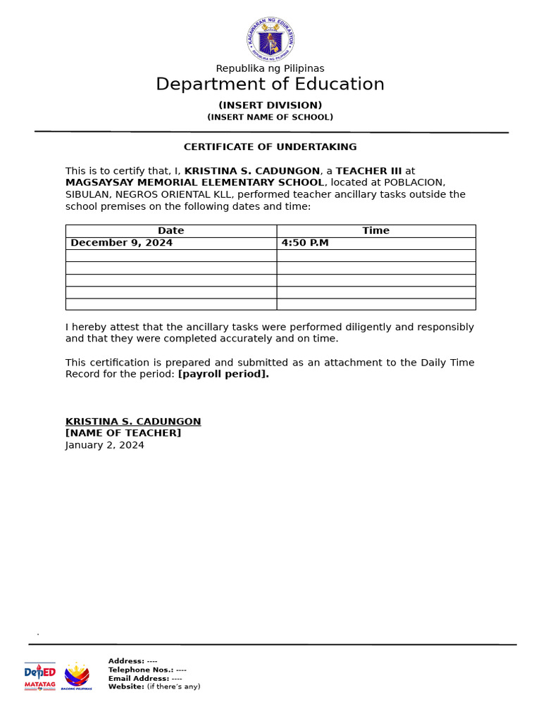 01-Certificate-of-Undertaking | PDF