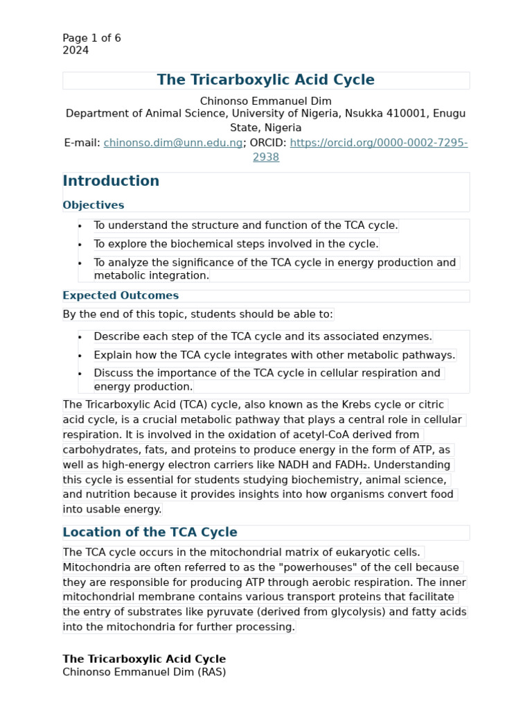 TCA Cycle | PDF | Diet & Nutrition | Chemistry