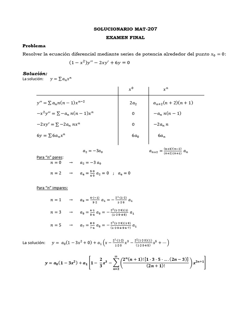 3 Solucionario Examen Final Mat 207 | PDF