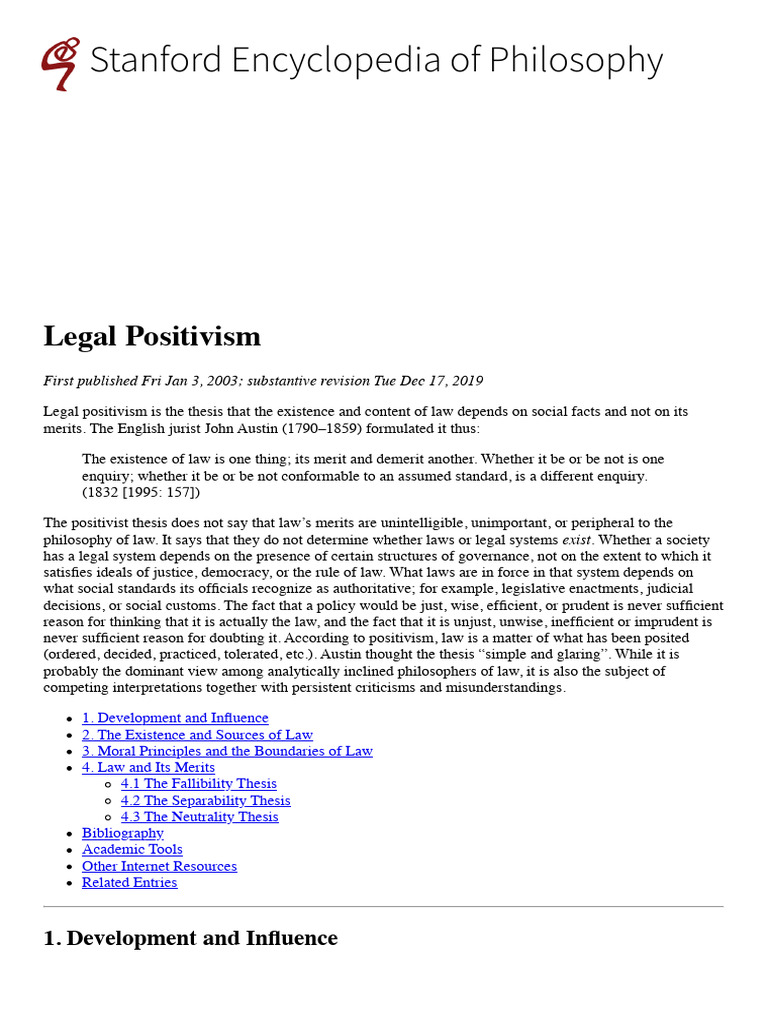 Legal Positivism Overview and Analysis | PDF | Jurisprudence | Positivism