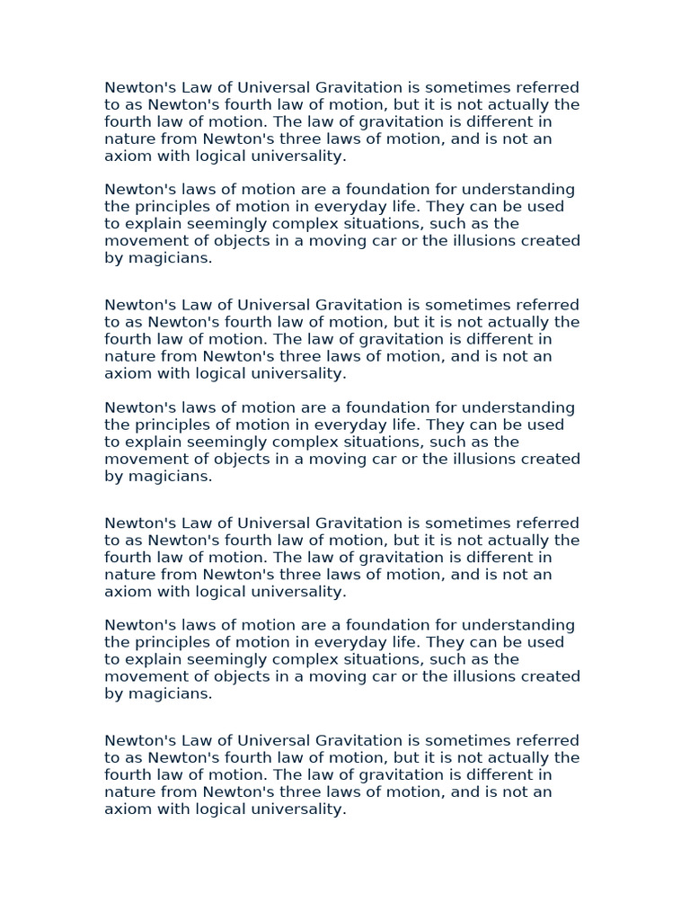 derviation_of_4th_law | PDF | Newton's Laws Of Motion | Gravity