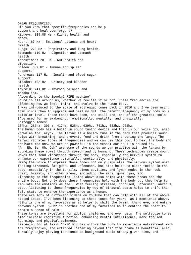 Organ Frequencies | PDF | Human Body | Larynx