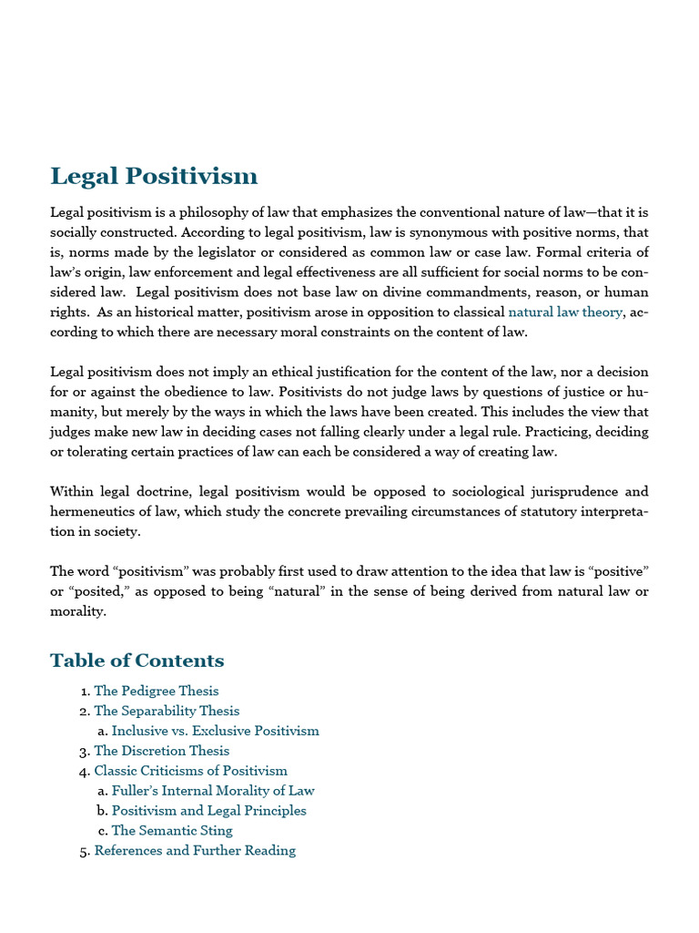 Legal Positivism - Internet Encyclopedia of Philosophy | PDF ...
