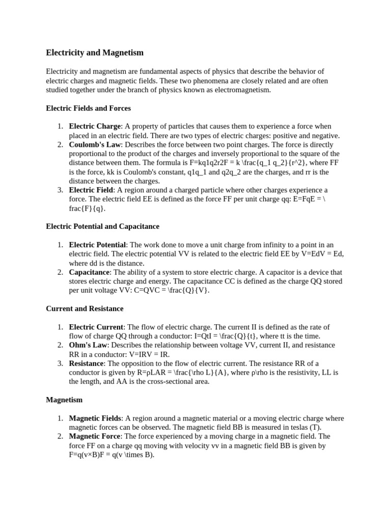 Electricity and Magnetism | PDF | Electromagnetic Induction | Electricity