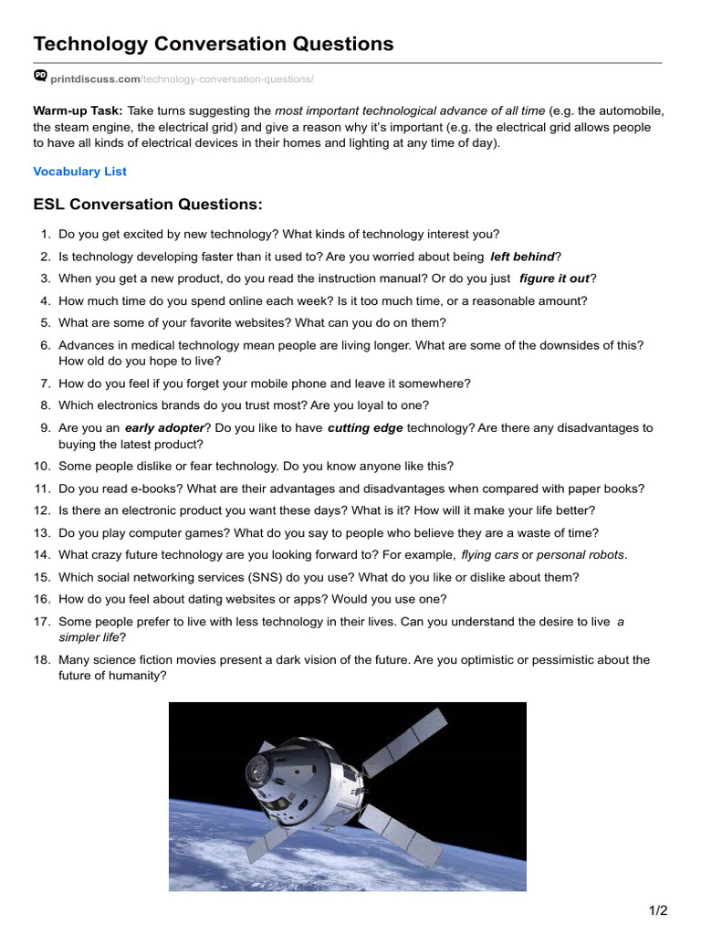 Technology Conversation Questions | PDF