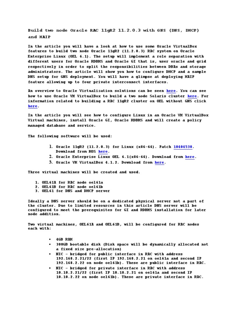 Build Two Node Oracle RAC 11gR2 11.2.0.3 With GNS (DNS, DHCP) and HAIP ...