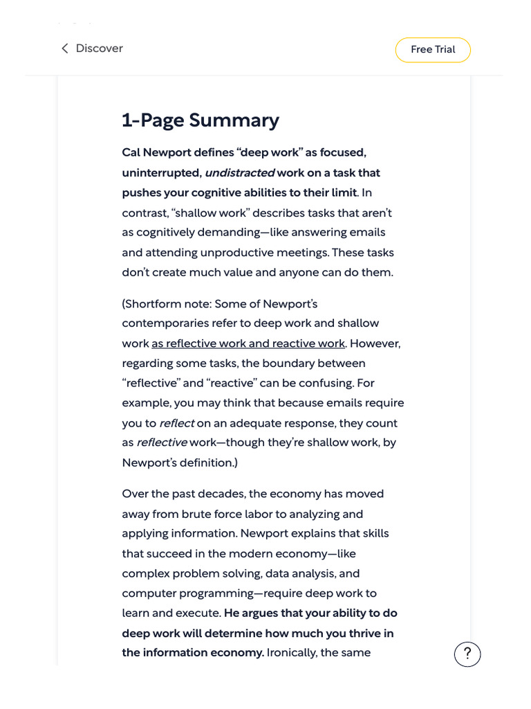 Shortform _ Deep Work | PDF
