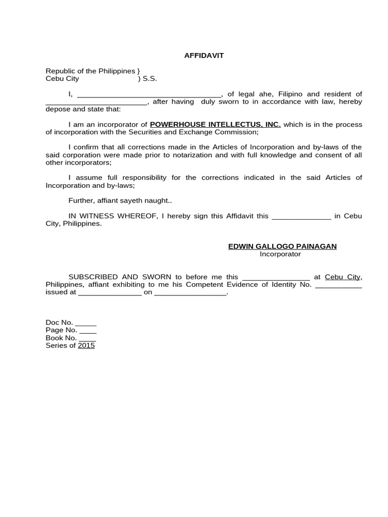 AFFIDAVIT of Correction | PDF