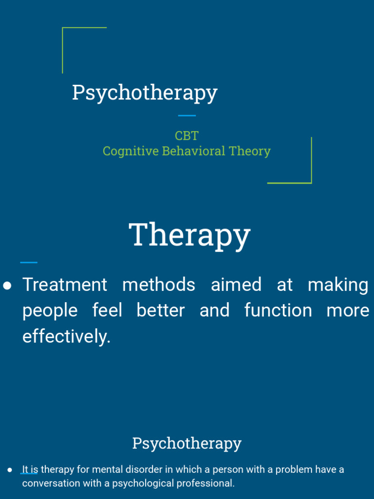PSYCHOTHERAPY (CBT) | PDF | Psychotherapy | Cognitive Behavioral Therapy