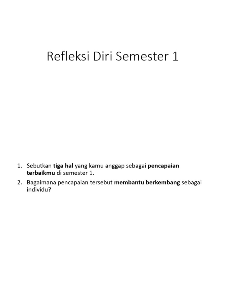 Refleksi Diri Semester 1 | PDF