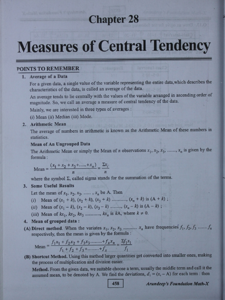 Chapter-28 Measures of Central Tendency | PDF