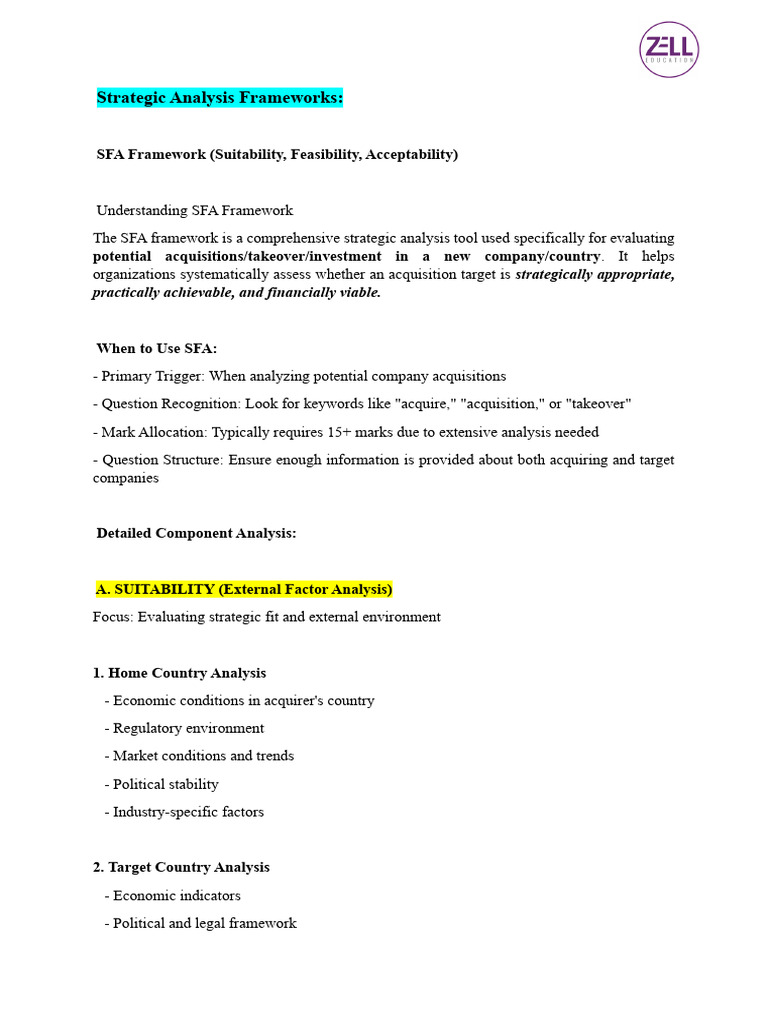 Strategic Analysis Frameworks | PDF | Mergers And Acquisitions | Economics