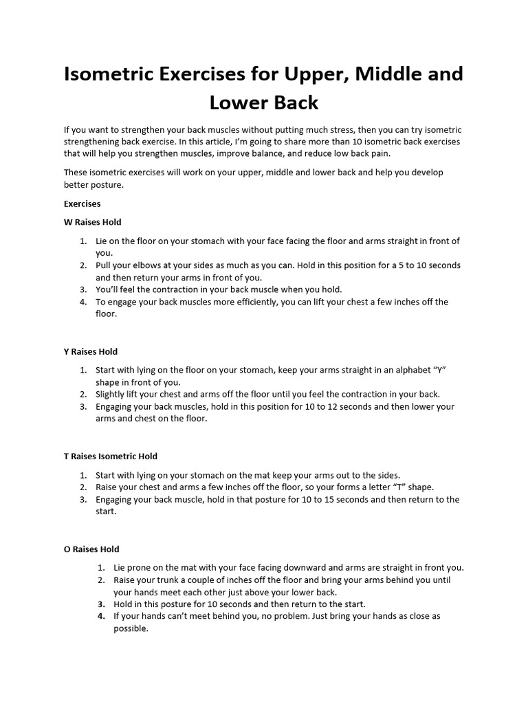 Isometric Back Exercises for Strength | PDF | Strength Training ...