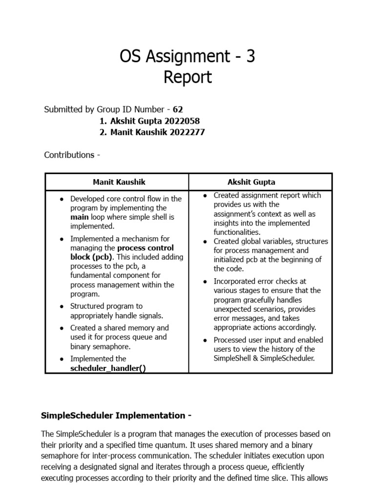 SimpleScheduller | PDF | Process (Computing) | Computer Program