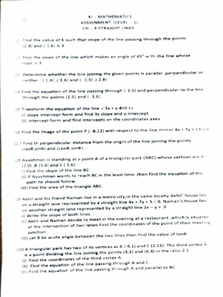 Assignment Straight Line, Conic, Lim Derivative, Probability | PDF ...