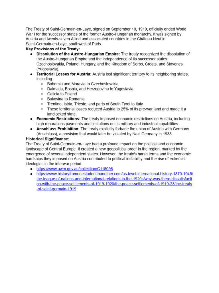 Treaty of Saint Germain | PDF