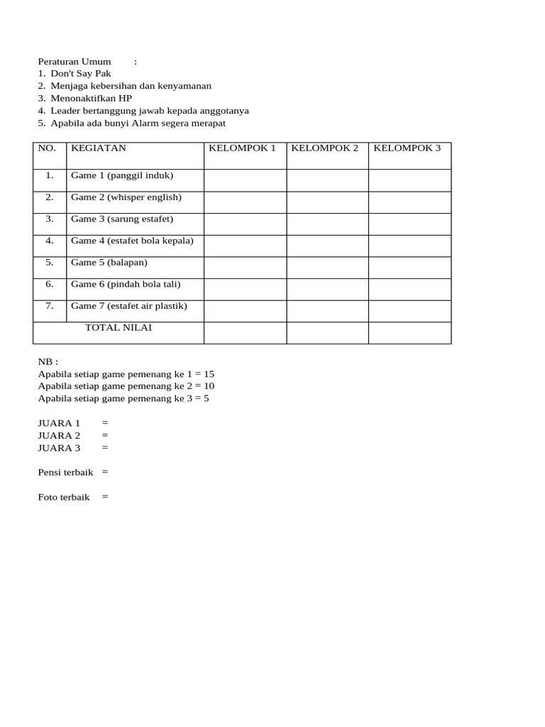 Peraturan Dan Game | PDF
