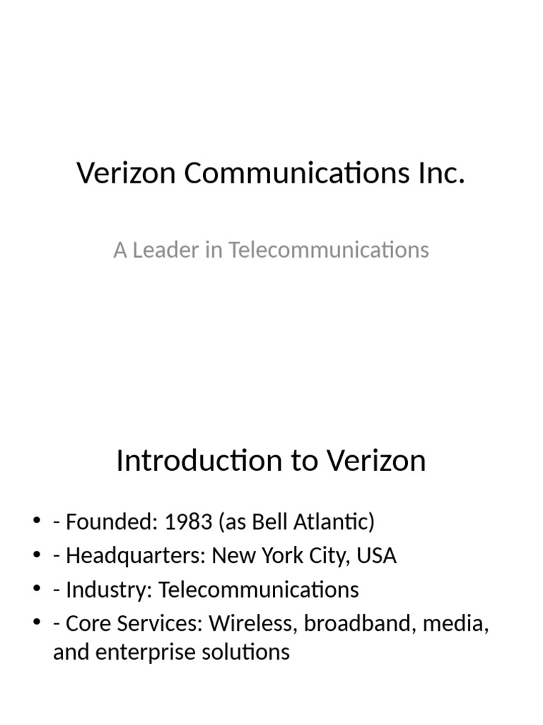 Verizon Communications Overview | PDF