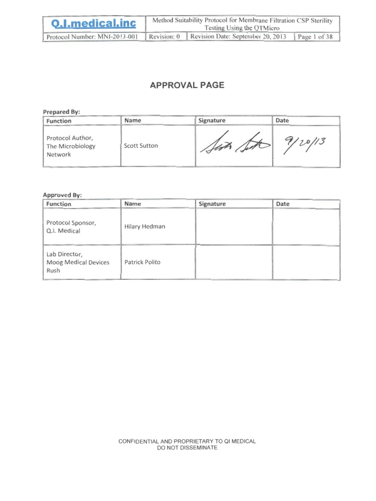 Method Suitability Protocol QI Medical Signed | PDF | Sterilization ...