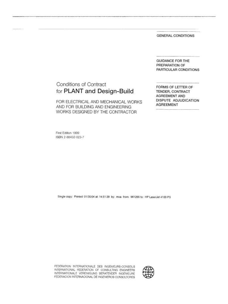 1 - FIDIC 1999 - Yellow Book | PDF