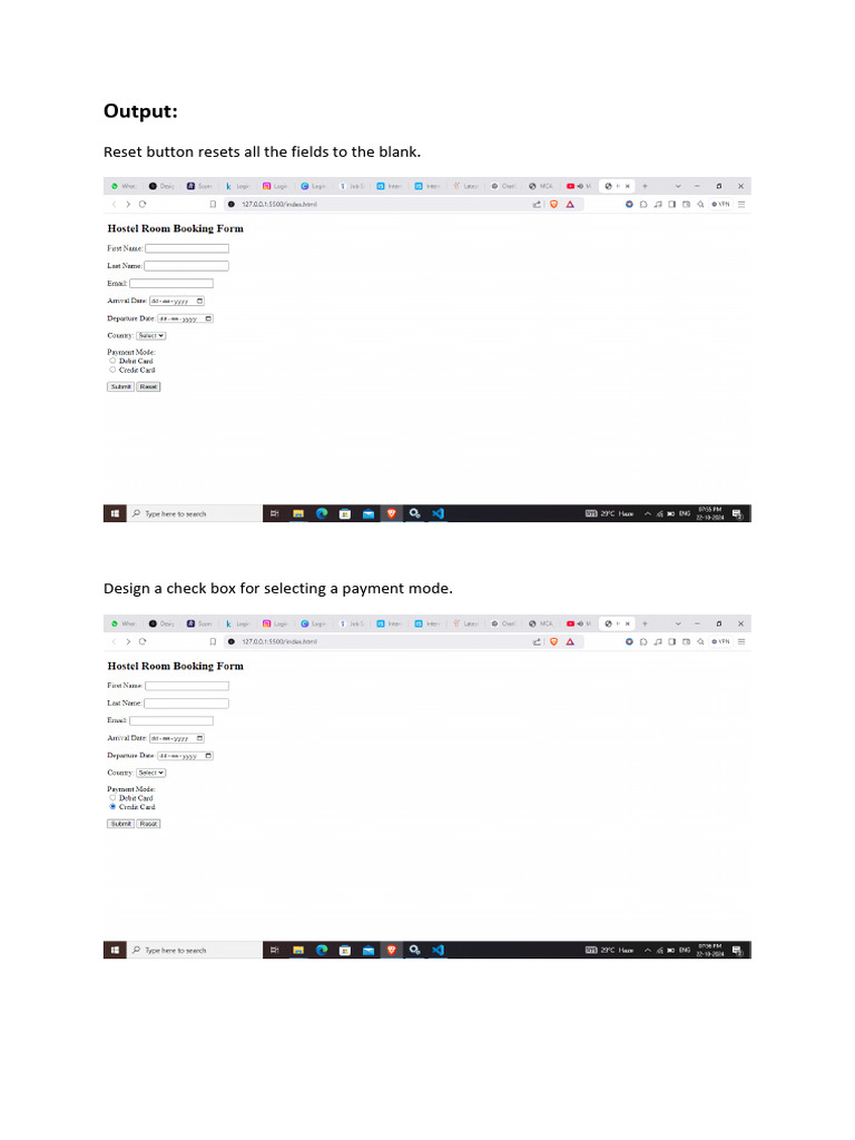 Form Reset and Payment Mode Design | PDF