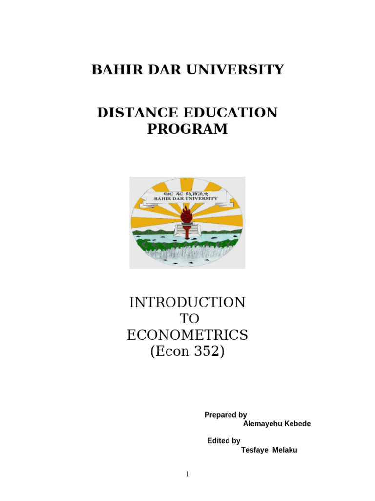 Econometrics Module | PDF | Econometrics | Economics Econometrics Module | PDF | Econometrics | Economics