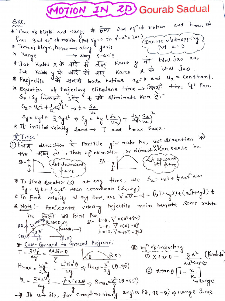 2D Motion and Projectile Notes | PDF
