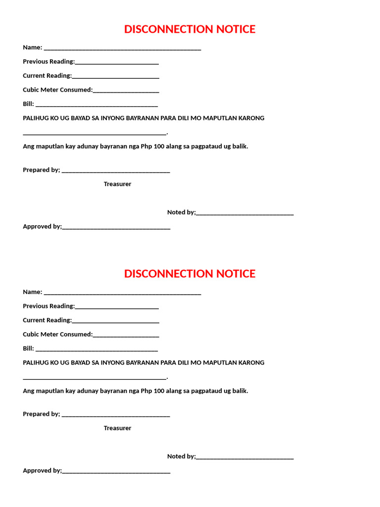 Disconnection Notice | PDF