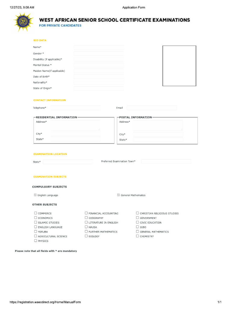 WAEC Form | PDF