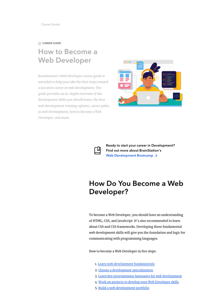 How To Become A Web Developer (2021 Guide) - BrainStation® | PDF ...