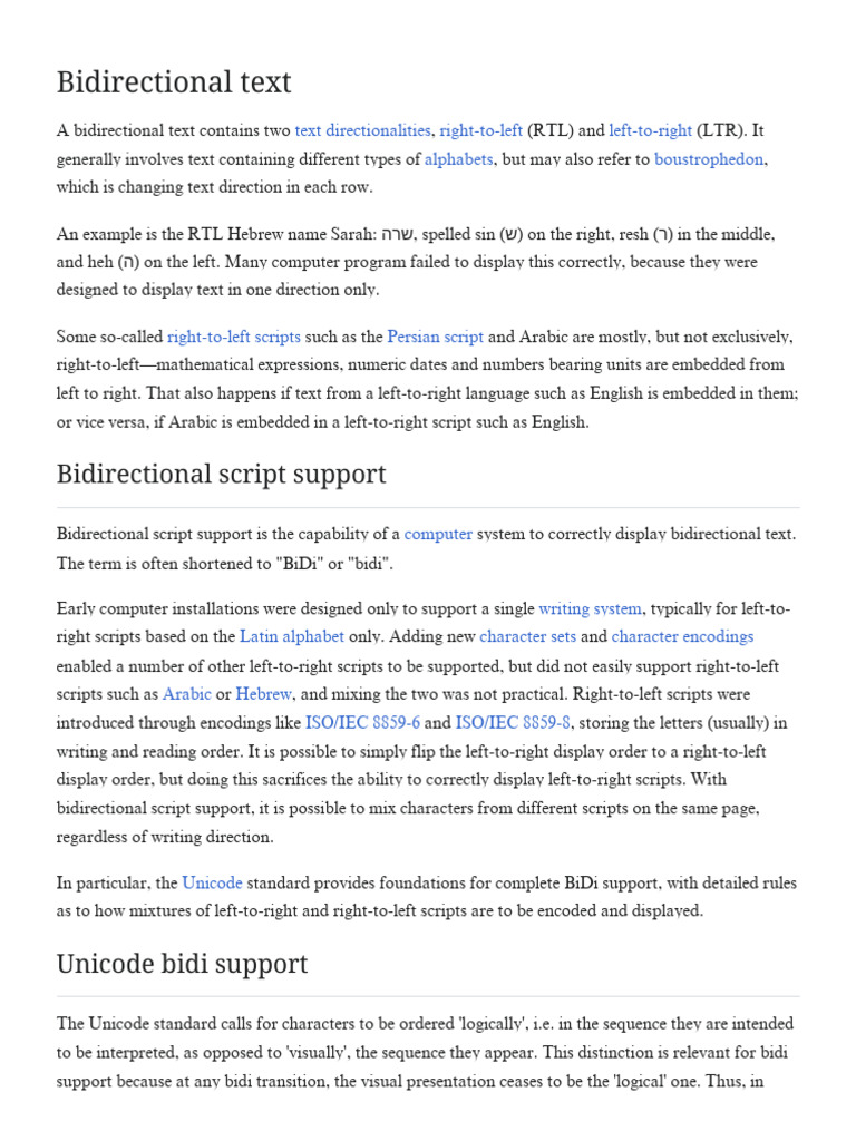 Bidirectional Text - Wikipedia | PDF | Writing | Text