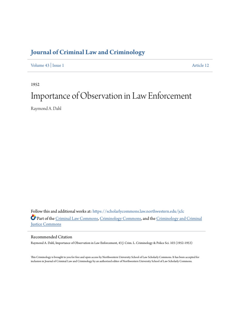 Observation's Role in Law Enforcement | PDF | Window | Police