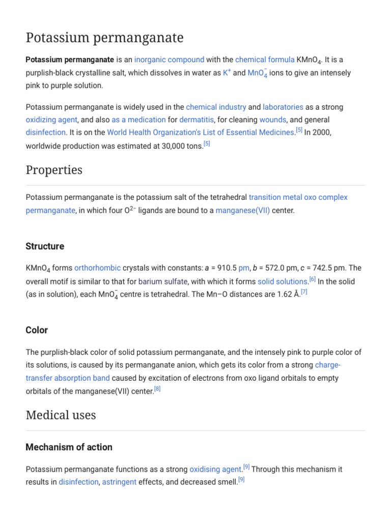 Potassium Permanganate - Wikipedia | PDF | Chemical Substances ...