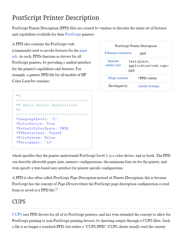 PostScript Printer Description - Wikipedia | PDF | Printer (Computing ...