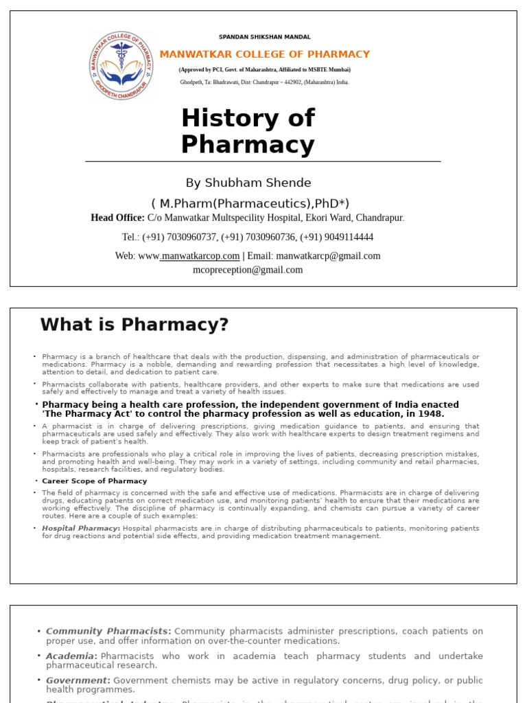 History of Pharmacy in India | PDF | Pharmacy | Pharmacist