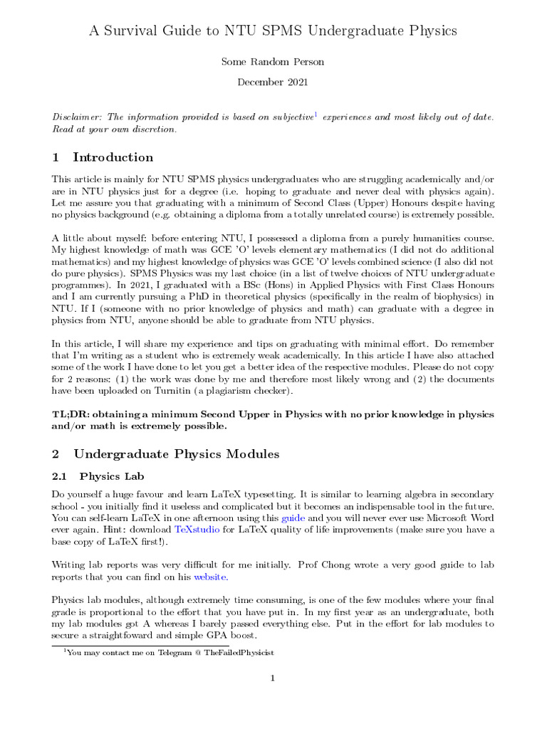 Undergraduate Physics Survival Guide | PDF | Physics | Mathematics