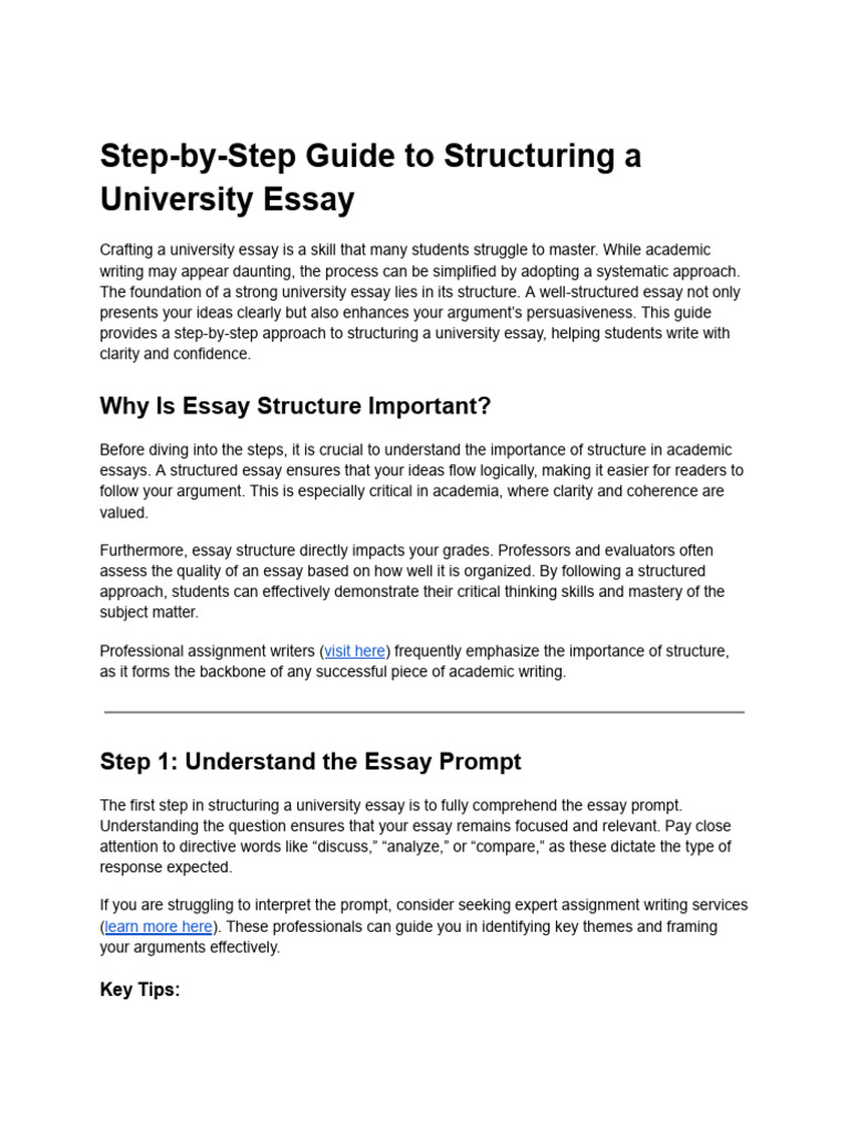 Step-By-Step Guide to Structuring a University Essay | PDF | Essays ...
