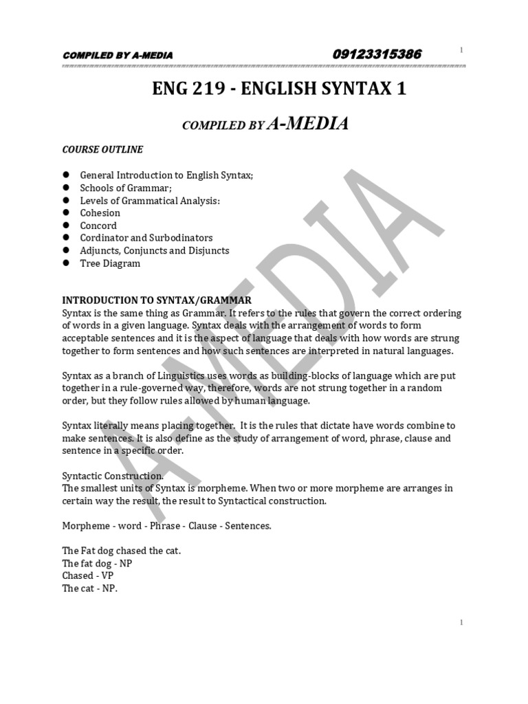 ENG 219 Study Guide by A-Media | PDF | Adverb | Syntax