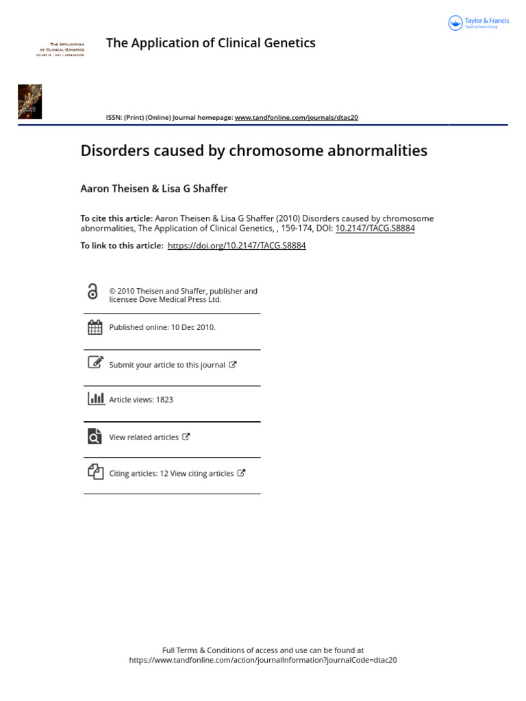 Disorders Caused by Chromosome Abnormalities | PDF | Cytogenetics ...