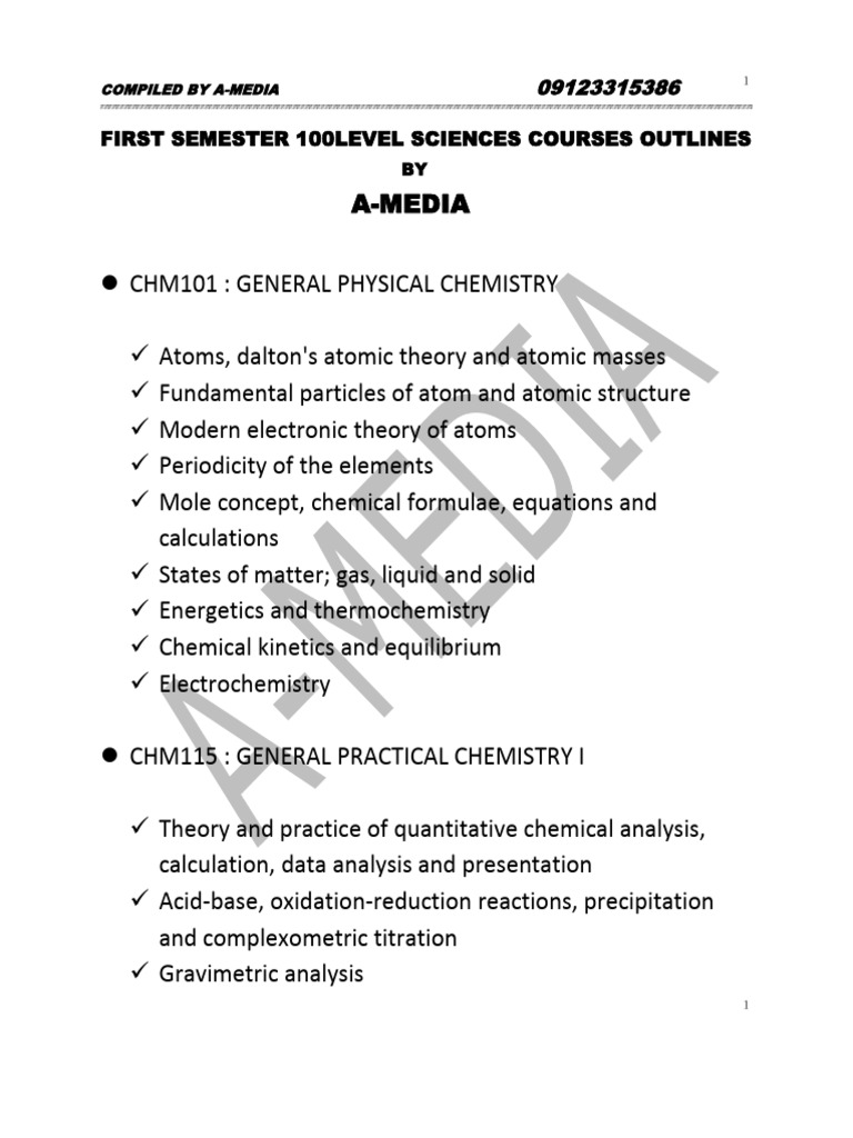 100-Level Science Course Outlines | PDF | Newton's Laws Of Motion ...