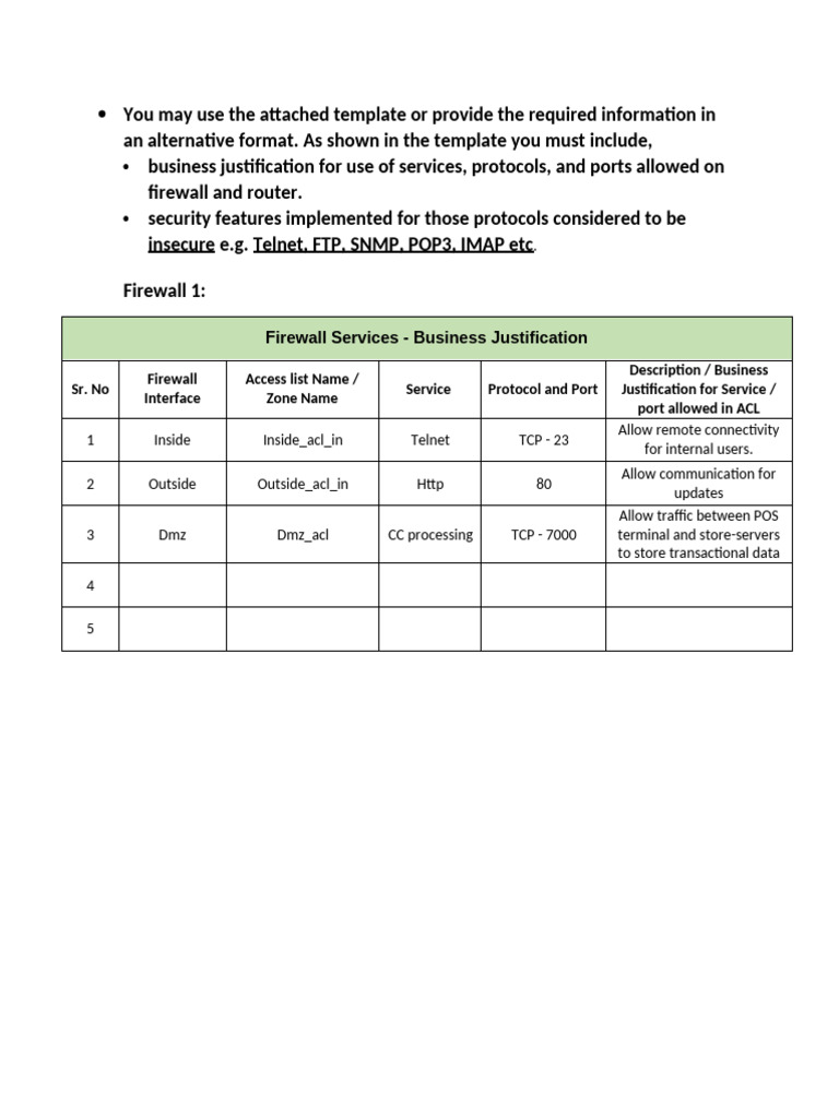 Network Business Justification For Insecure Services | PDF