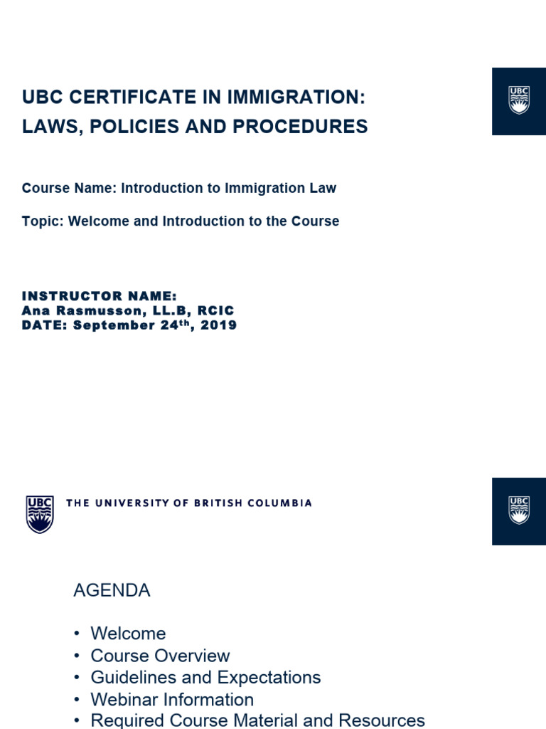 Week 1 - Introduction To Immigration Law Webinar - September 24, 2019 ...