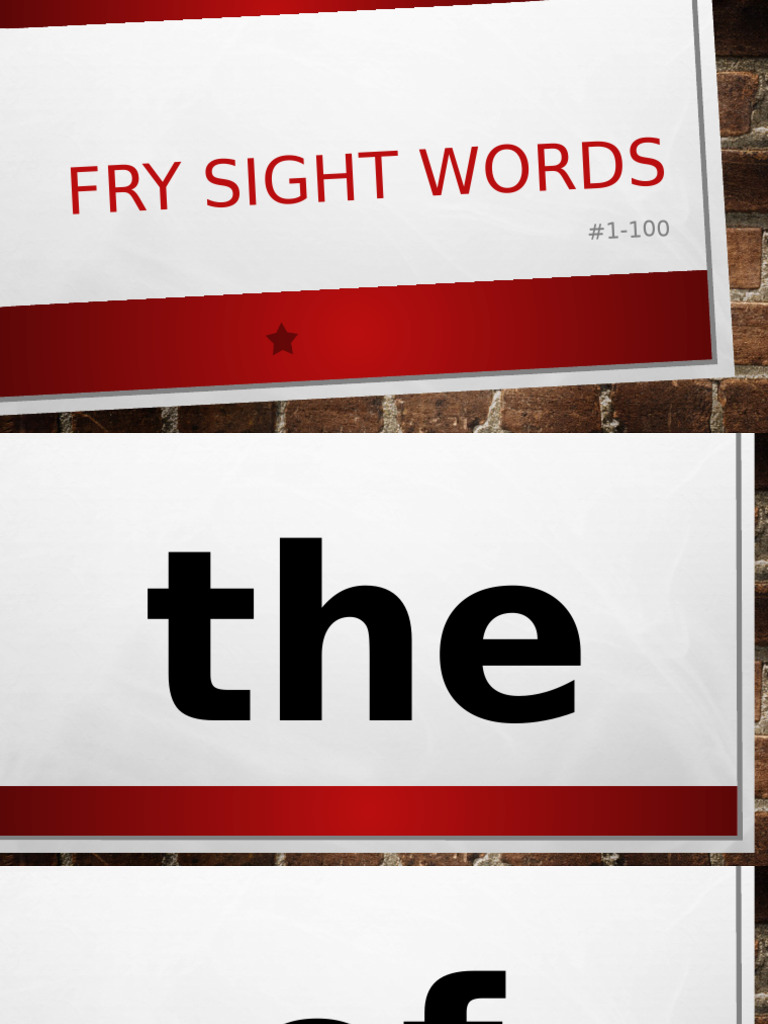 Fry Sight Words #1-100 | PDF