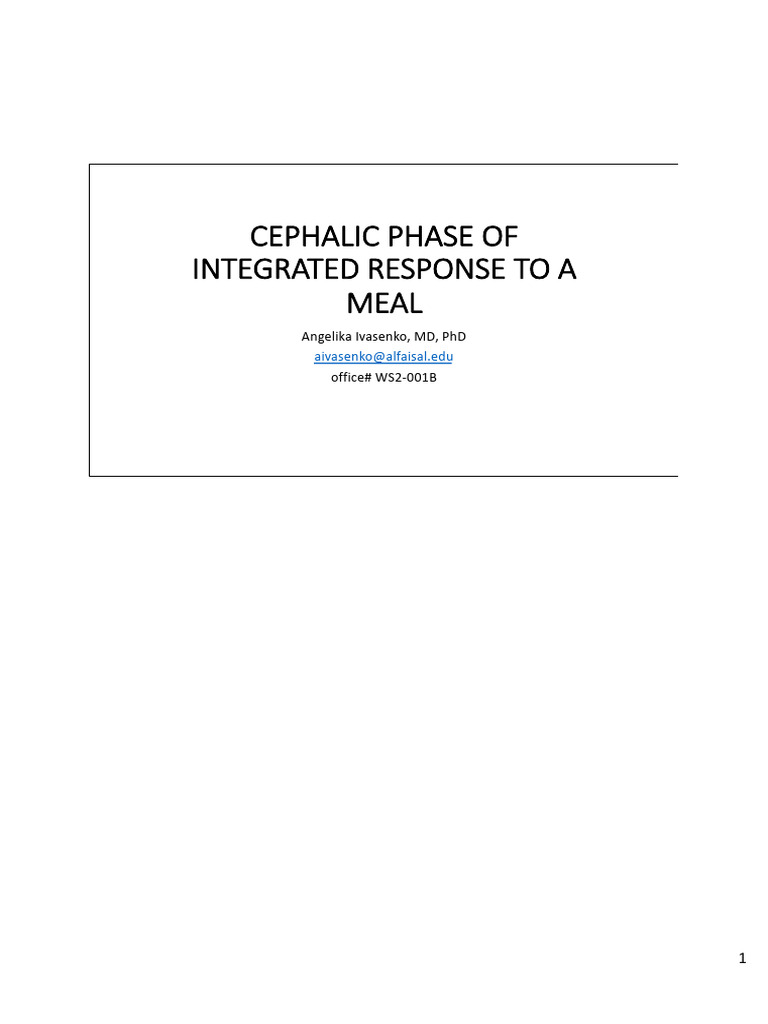 Cephalic Phase Response Overview | PDF | Saliva | Digestion