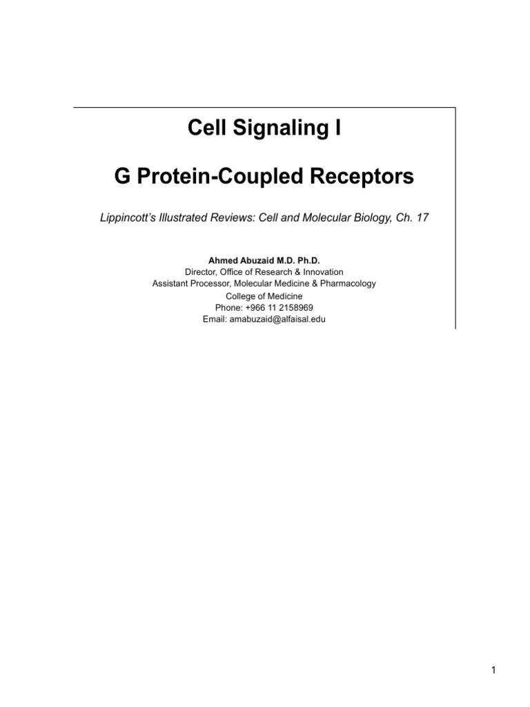 Cell Signaling I Pdf Cell Signaling Signal Transduction