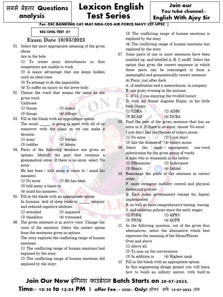 CHSL Test Paper From 1 To 6 - 21080498 - 2024 - 07 - 04 - 12 - 33 | PDF ...