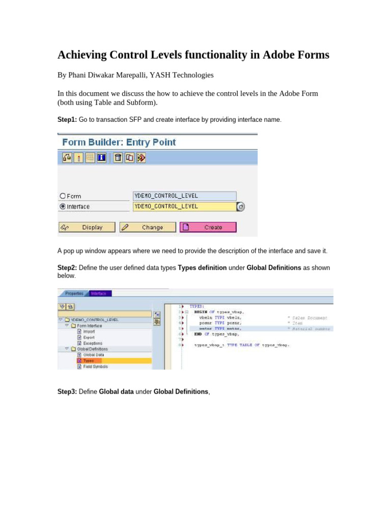 Achieving Control Levels Functionality in Adobe Forms | PDF | Information Technology | Interface ...