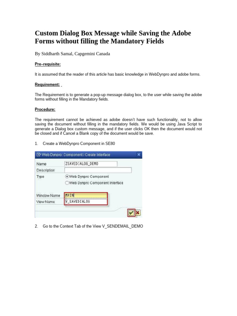 Custom Dialog Box Message While Saving The Adobe Forms Without Filling 1947