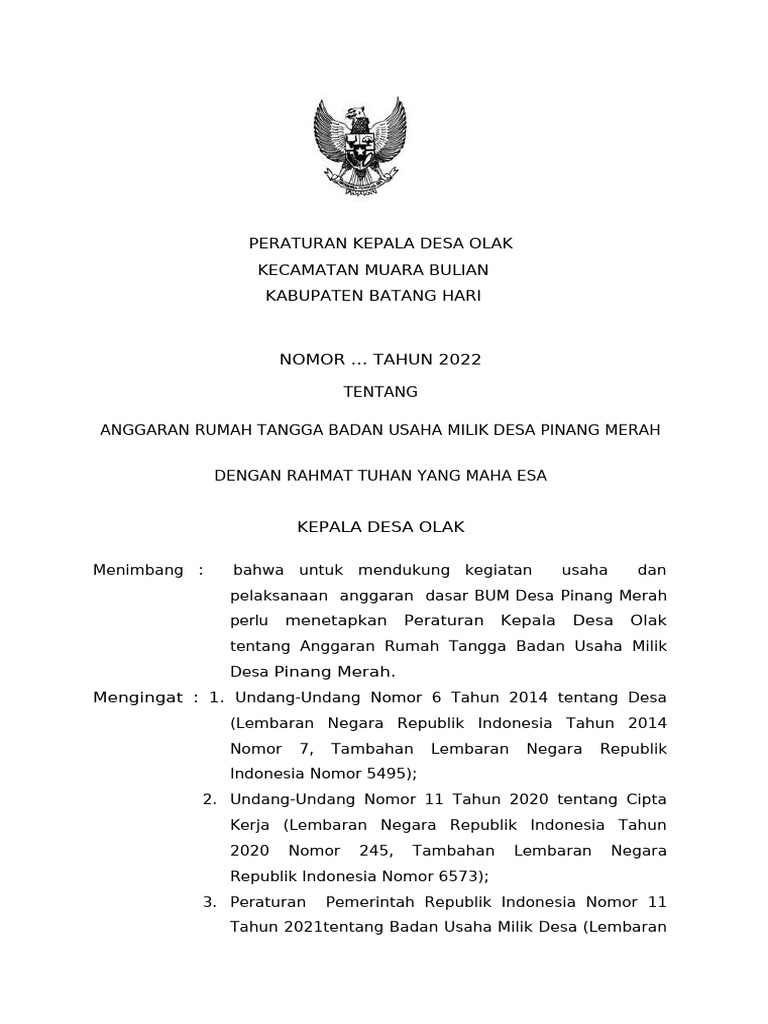 Perkades ART Bumdes 2021 | PDF